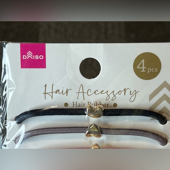 Daiso | Accessories | Daiso Pack Of 4 Hair Ties Hair Elastics Ponytail Holders Gold Heart Bead 4 ...